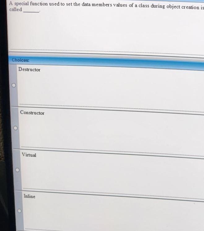 Solved A special function used to set the data members | Chegg.com