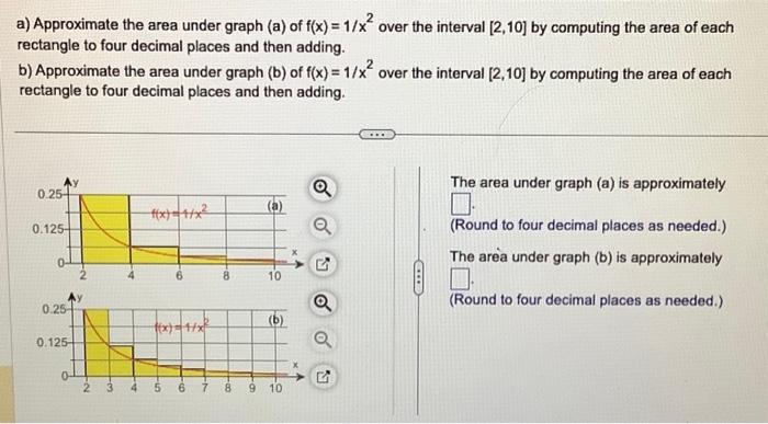 Solved a) Approximate the area under graph (a) of f(x)=1/x2 | Chegg.com