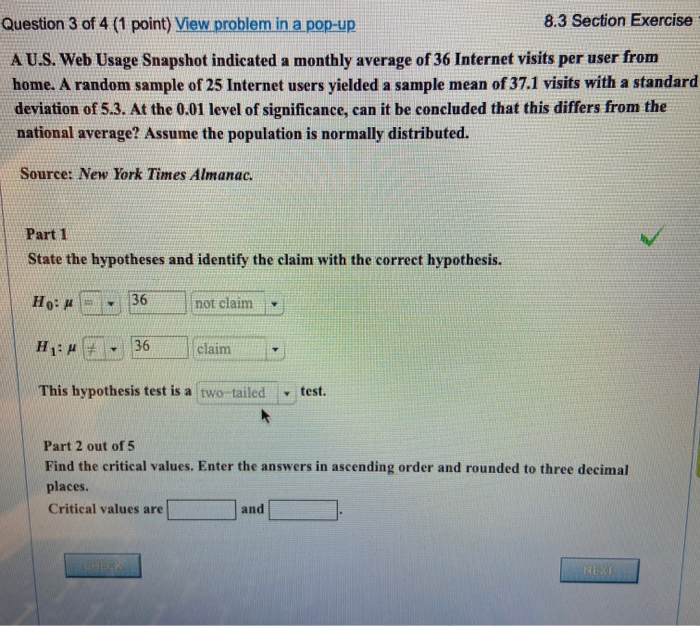 Solved Question 3 of 4 (1 point) View problem in a pop-up | Chegg.com
