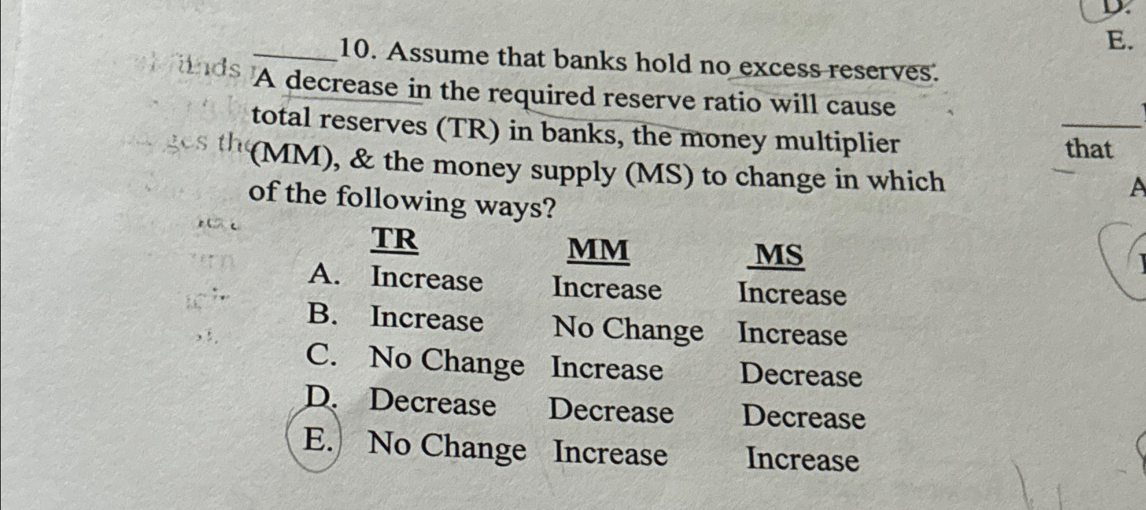Solved Assume that banks hold no excess reserves.A decrease | Chegg.com