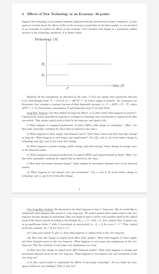 3 Effects of New Technology in an Economy- 30 points | Chegg.com