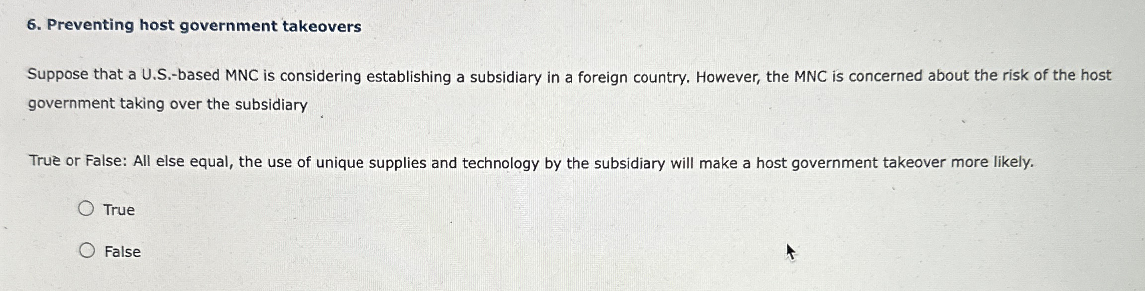 Solved Preventing host government takeoversSuppose that a | Chegg.com
