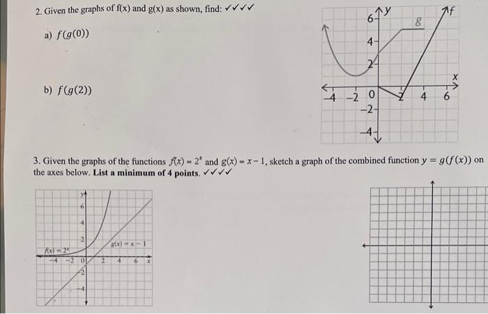 Solved 2. Given the graphs of f(x) and g(x) as shown, find: | Chegg.com