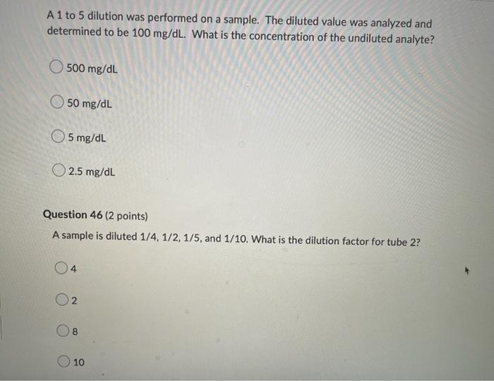 Solved All of the following series of four dilutions will | Chegg.com