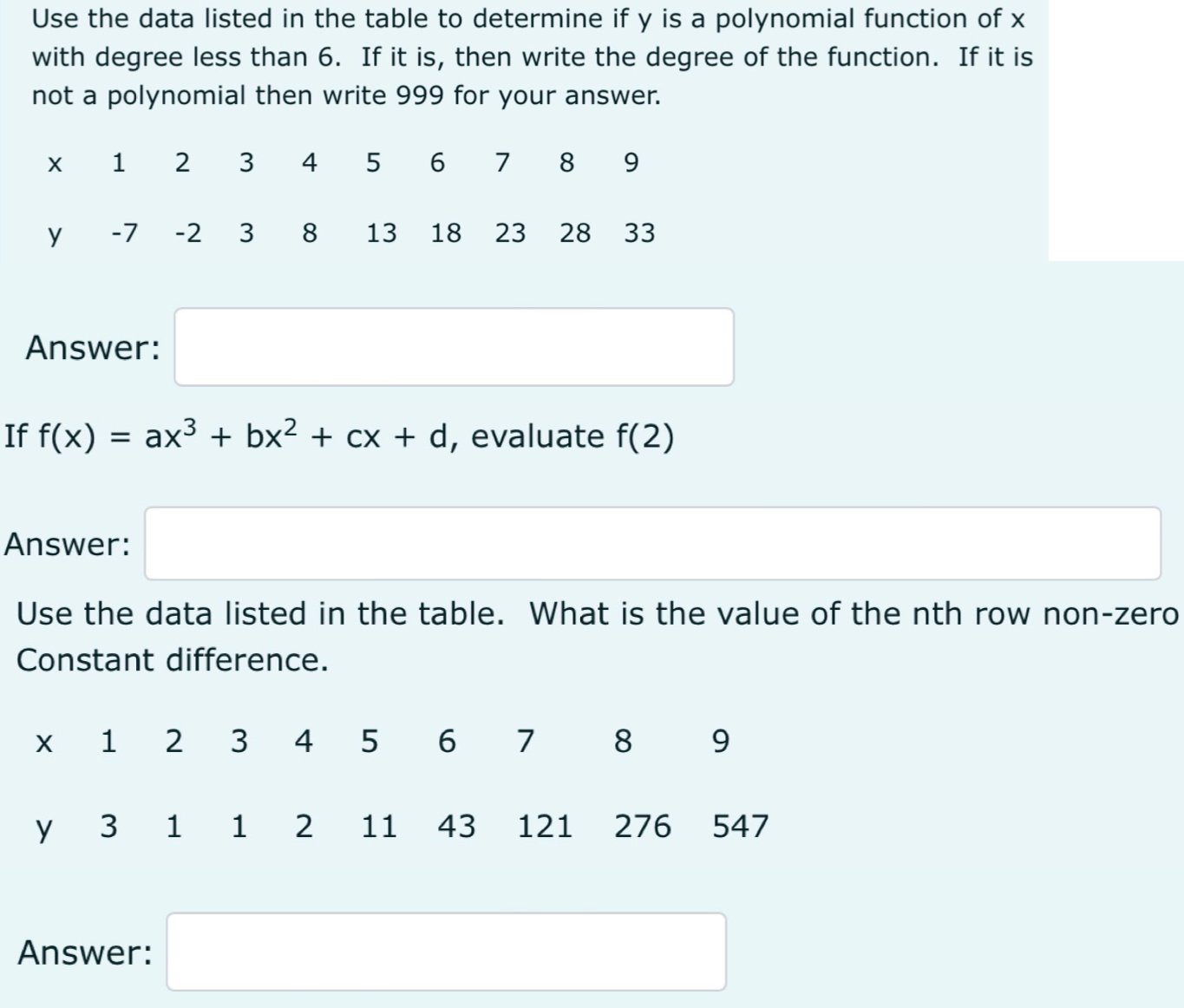 Solved Use the data listed in the table to determine if y | Chegg.com