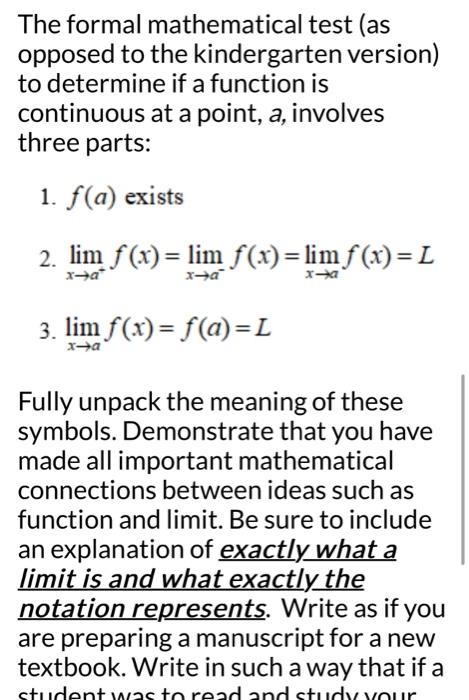 Solved The formal mathematical test (as opposed to the | Chegg.com
