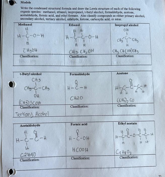 Solved A. Models Write the condensed structural formula and | Chegg.com