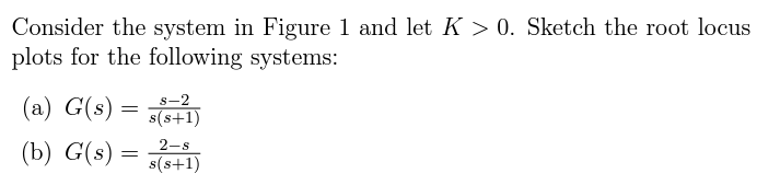 Solved Consider the system in Figure 1 ﻿and let K>0. ﻿Sketch | Chegg.com