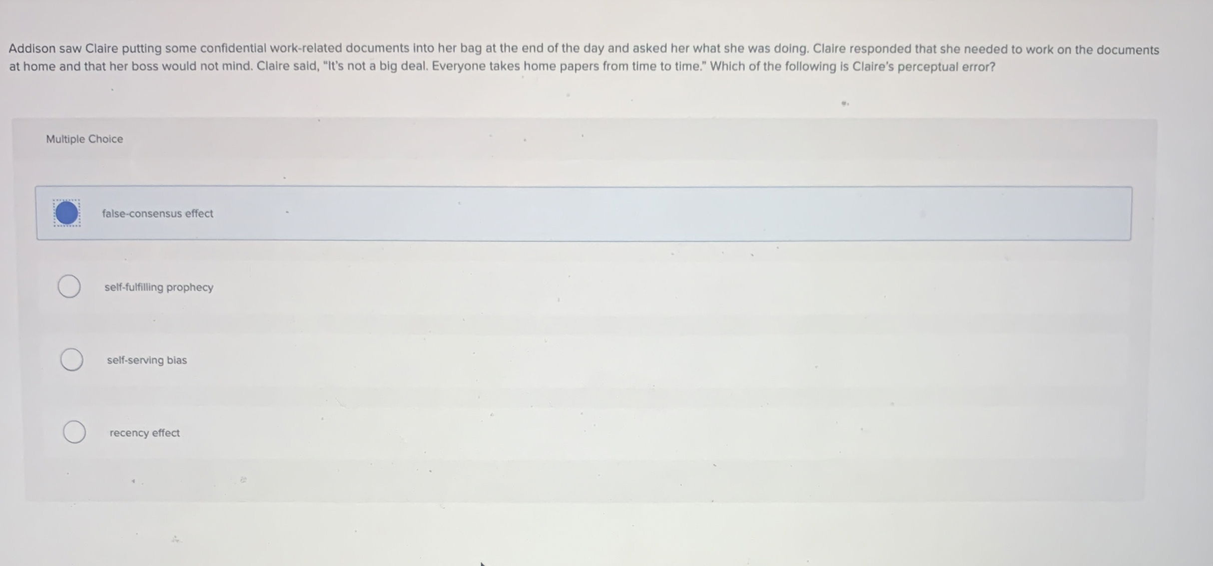 Solved Addison saw Claire putting some confidential | Chegg.com