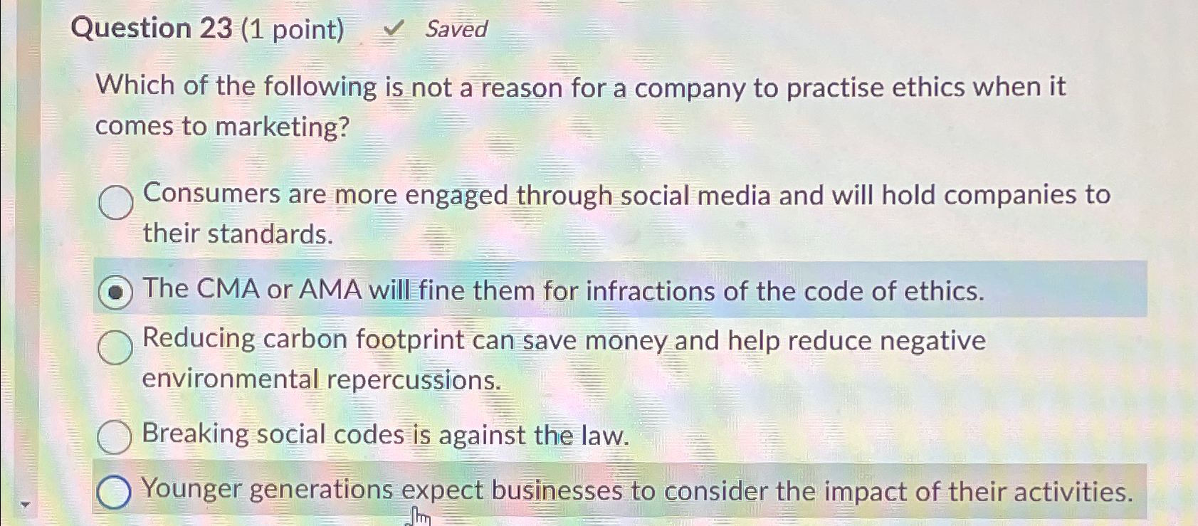 Solved Question 23 (1 ﻿point) ﻿SavedWhich of the following | Chegg.com