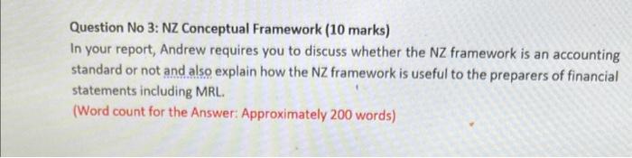Solved Question No 3: NZ Conceptual Framework (10 marks) In | Chegg.com