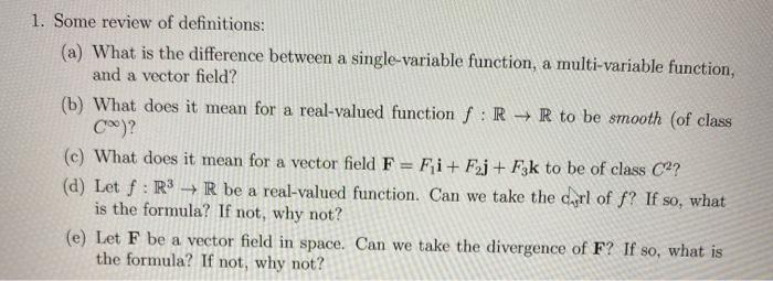 Solved 1 Some Review Of Definitions A What Is The 2854
