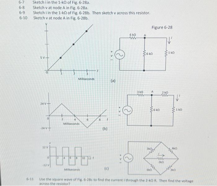Solved 6-7 Sketch in the 1-kn of Fig. 6-28a. 6-8 Sketch v at | Chegg.com