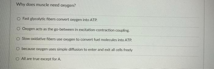 Solved Why does muscle need oxygen? Fast glycolytic fibers | Chegg.com