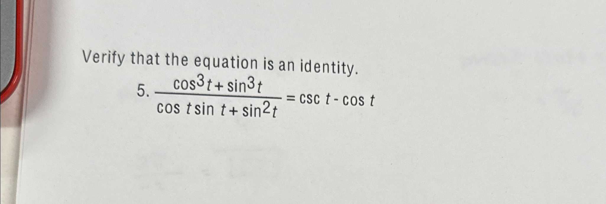 Solved Verify that the equation is an identity. | Chegg.com