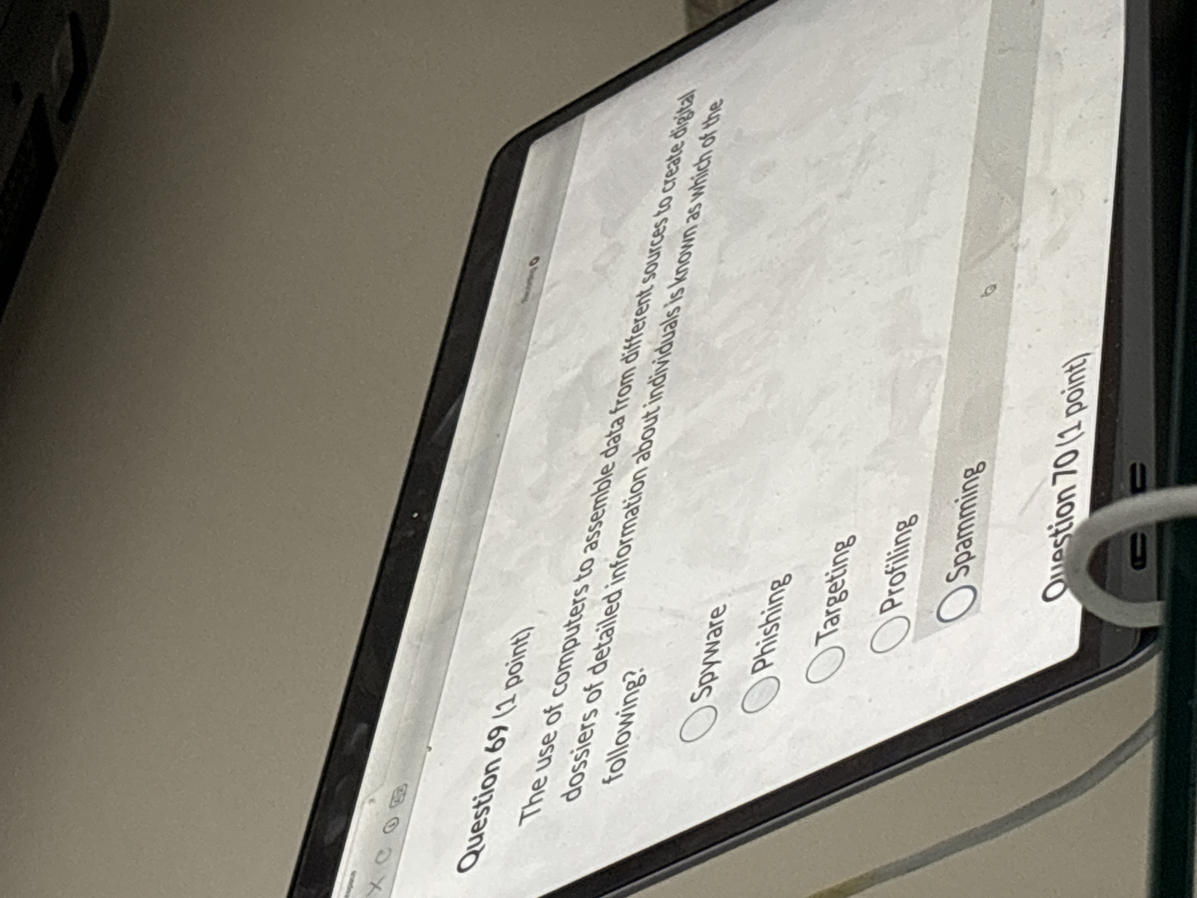 Solved Question 69 (1 ﻿point)The use of computers to | Chegg.com