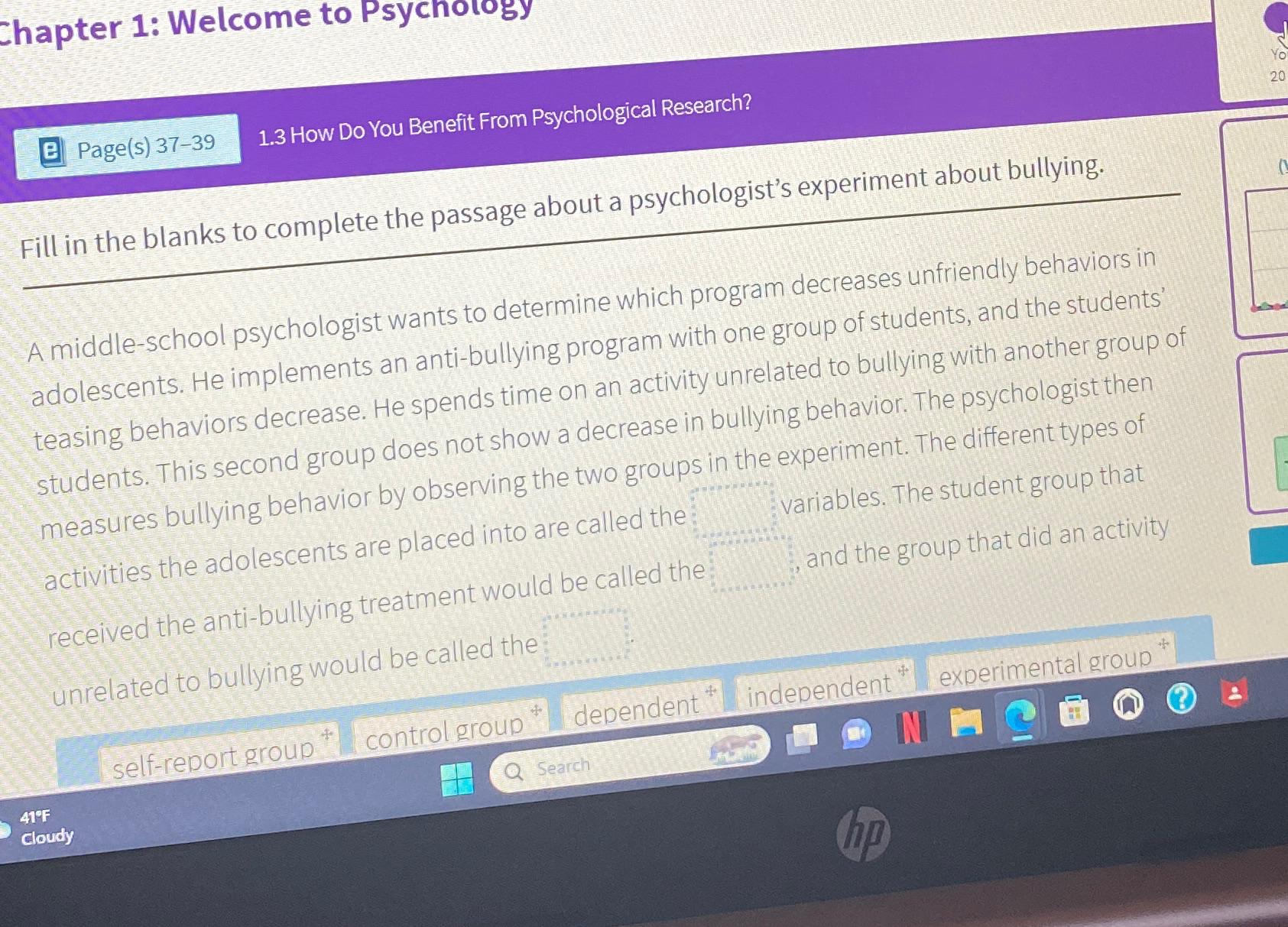 Solved Chapter 1: Welcome to Psychology1.3 ﻿How Do You | Chegg.com