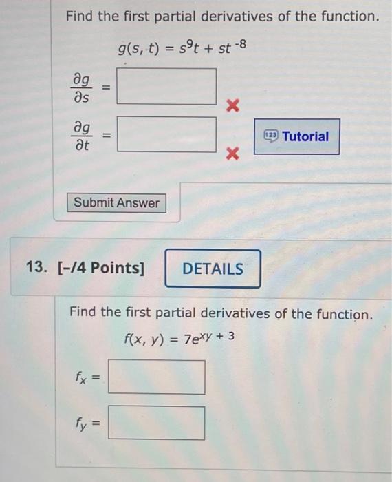 Solved Find the first partial derivatives of the function. | Chegg.com