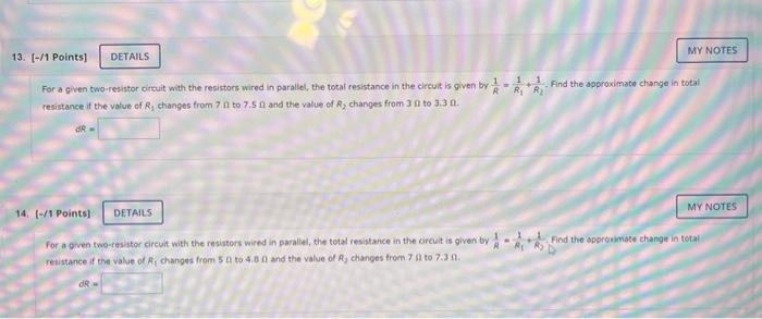 Solved For a given two-resistor circuit with the resistors | Chegg.com