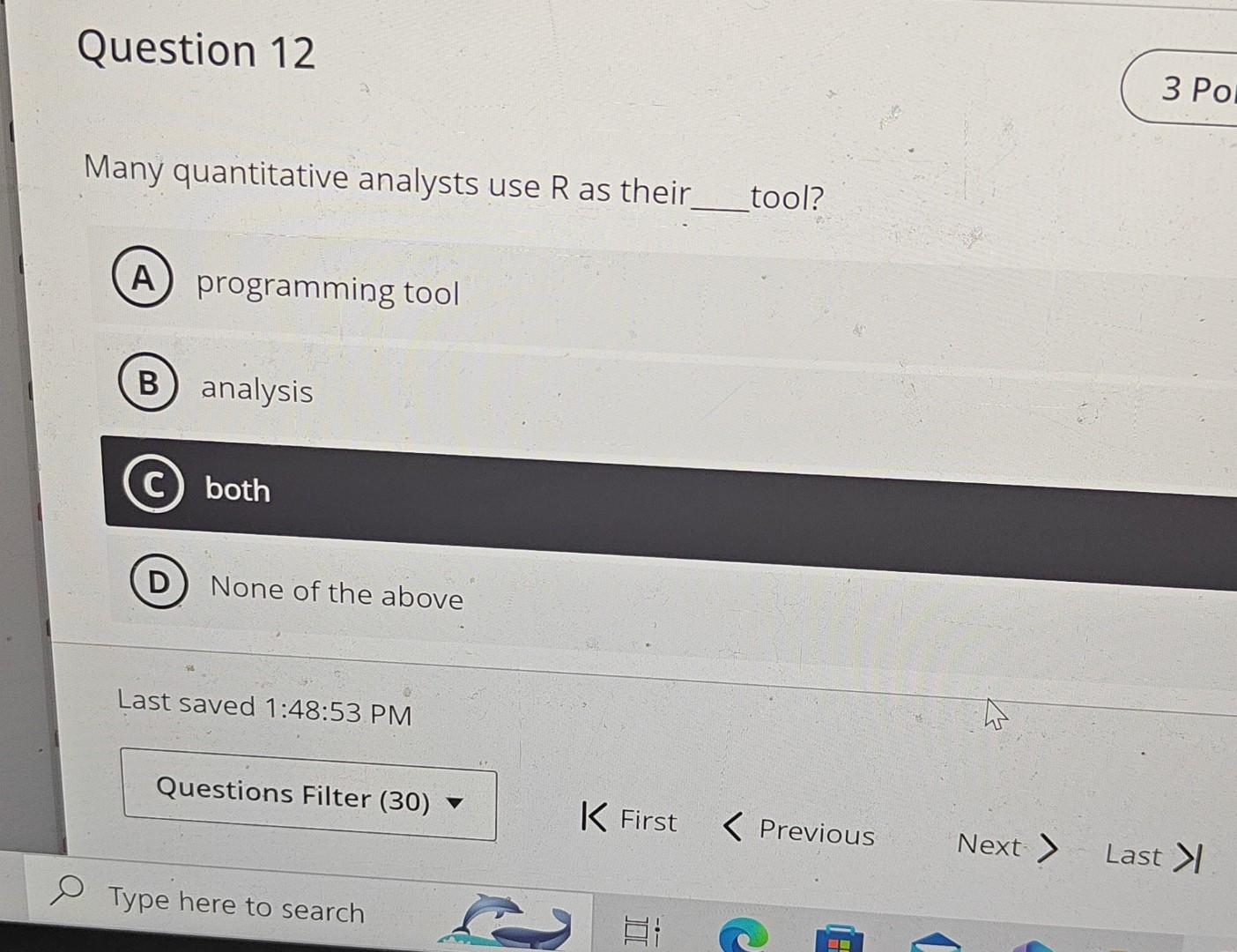 Solved Many quantitative analysts use R as their tool? | Chegg.com
