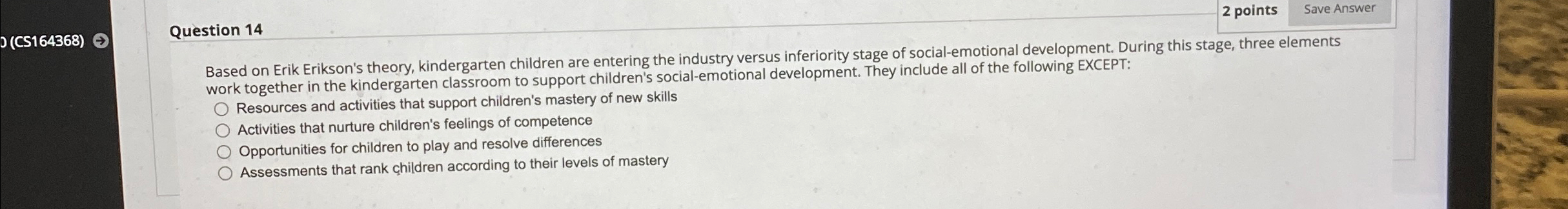 Solved Question 142 ﻿pointsBased on Erik Erikson's theory, | Chegg.com