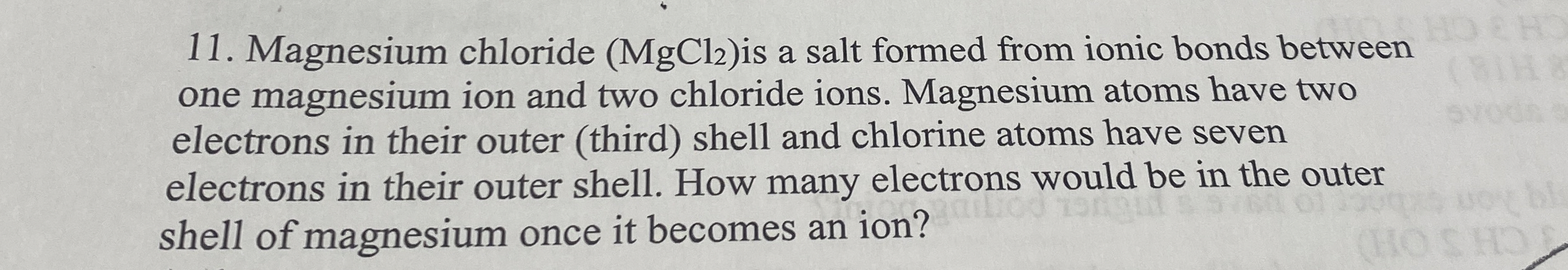 Solved Magnesium chloride (MgCl2) ﻿is a salt formed from | Chegg.com