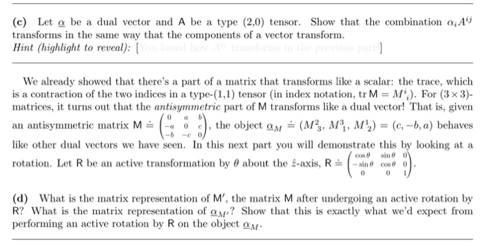 Solved Problem 9.1 - Tensors and Transformations In this | Chegg.com