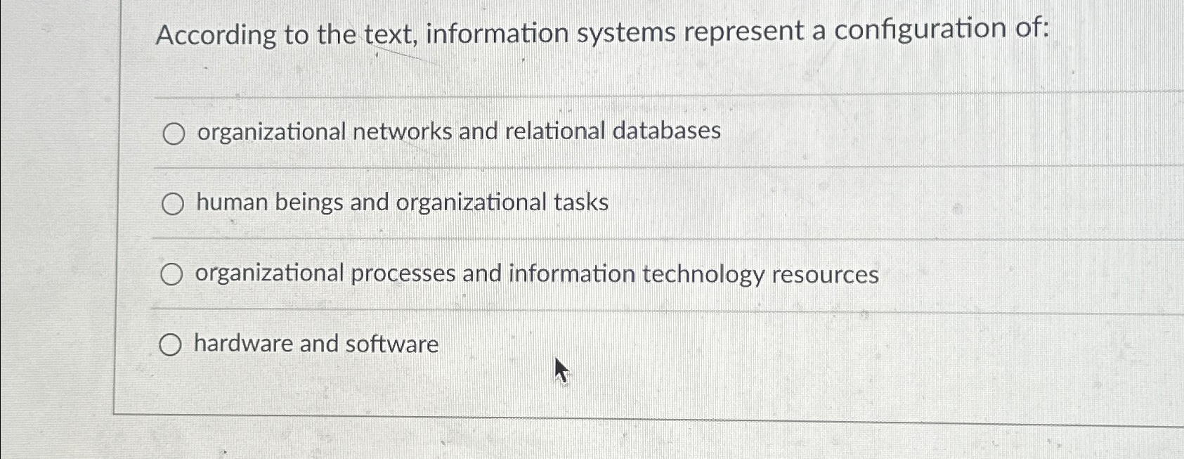 Solved According to the text, information systems represent | Chegg.com