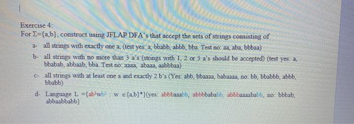 Solved Assignment 4: DFAs : Due Exercise 1: 1. Write the | Chegg.com
