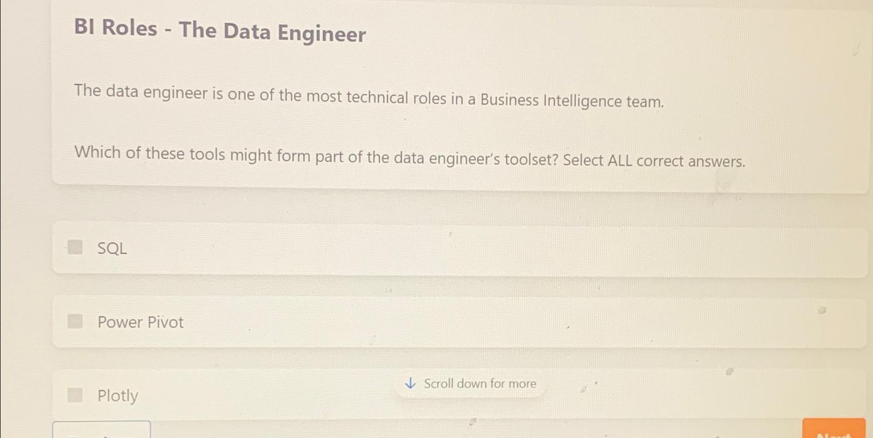 Solved BI Roles - ﻿The Data EngineerThe data engineer is one | Chegg.com