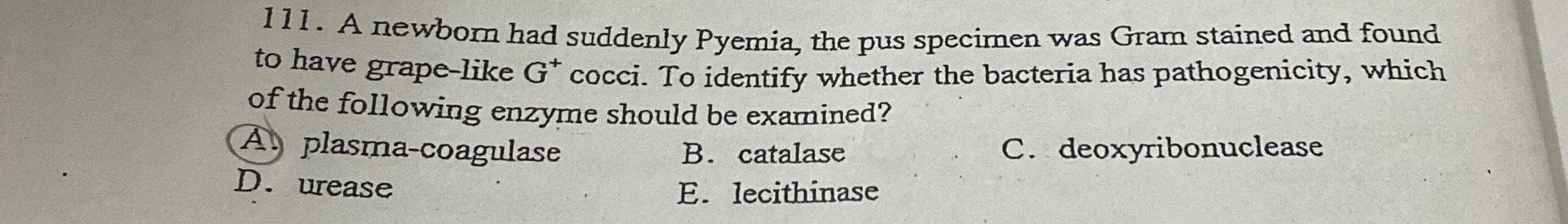 Solved A newborm had suddenly Pyemia, the pus specimen was | Chegg.com