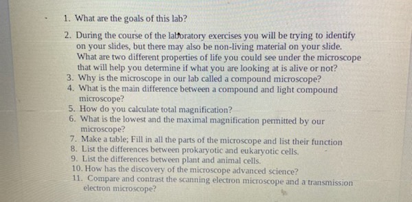 1. What are the goals of this lab? 2. During the | Chegg.com
