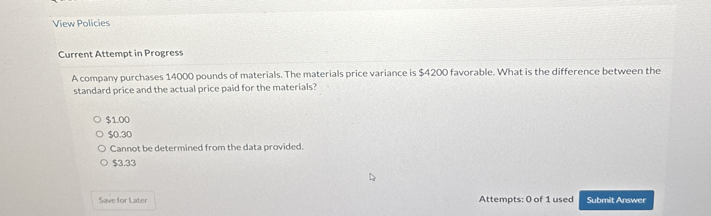 Solved View PoliciesCurrent Attempt in ProgressA company | Chegg.com
