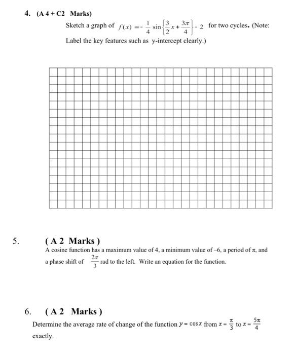 4. (A 4 + C2 Marks) Sketch a graph of | Chegg.com
