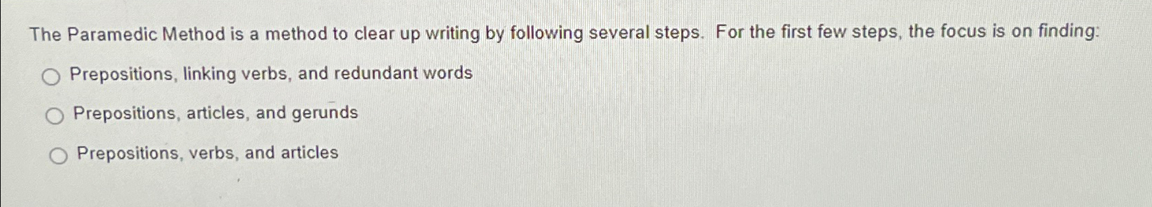 Solved The Paramedic Method is a method to clear up writing | Chegg.com