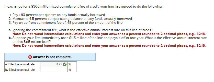 Solved In exchange for a $300 ﻿million fixed commitment line | Chegg.com
