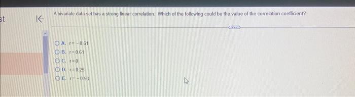 Solved A bivariate data set has a strong linear correlation. | Chegg.com
