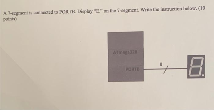 Solved A 7-segment is connected to PORTB. Display "E." on | Chegg.com