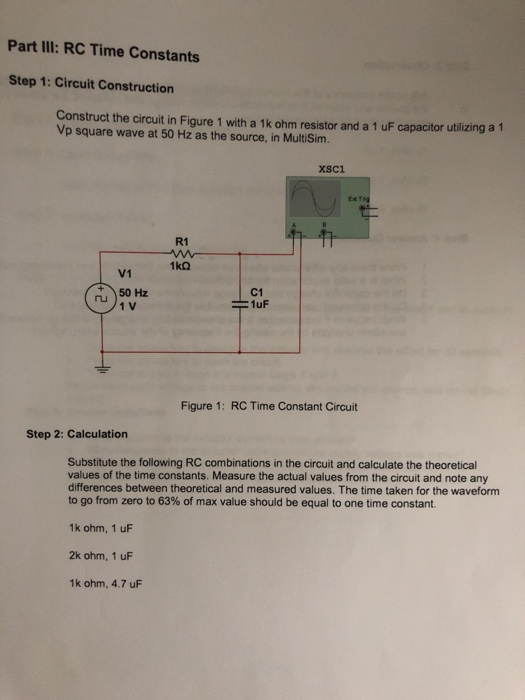 Solved Part III: RC Time Constants Step 1: Circuit | Chegg.com