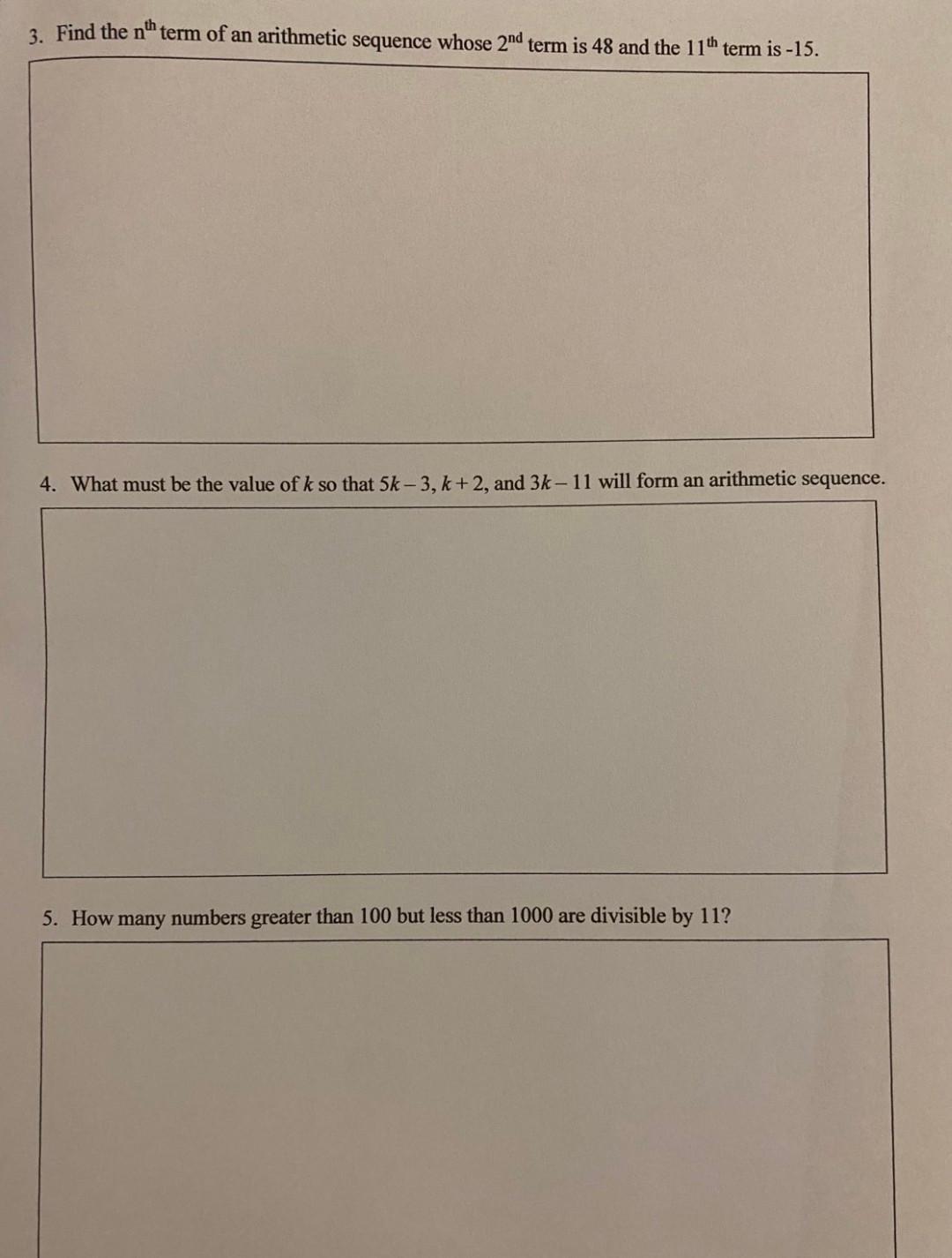 Solved 3. Find the nth term of an arithmetic sequence whose | Chegg.com