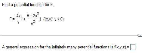 Solved Find a potential function for | Chegg.com