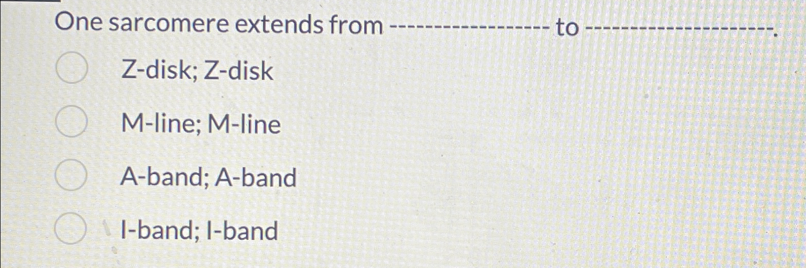 Solved One sarcomere extends from q, ﻿to q,Z-disk; | Chegg.com