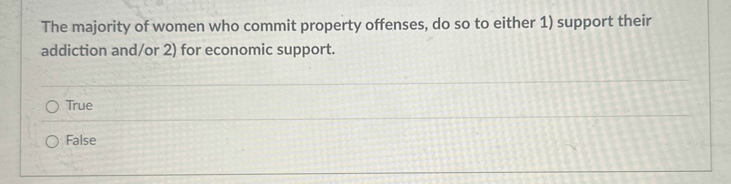 Solved The majority of women who commit property offenses, | Chegg.com