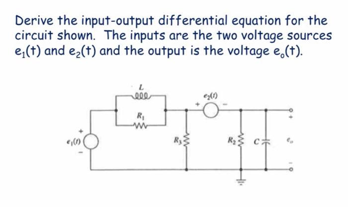 Solved Derive the input-output differential equation for the | Chegg.com