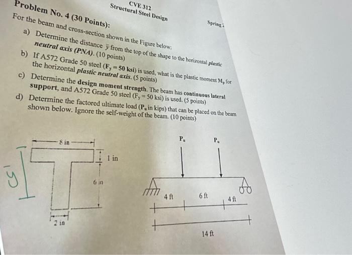 Problem No. 4 (30 Points): For the beam and | Chegg.com