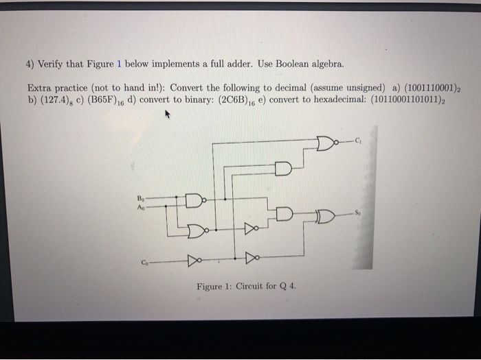 Solved 4) Verify that Figure 1 below implements a full | Chegg.com