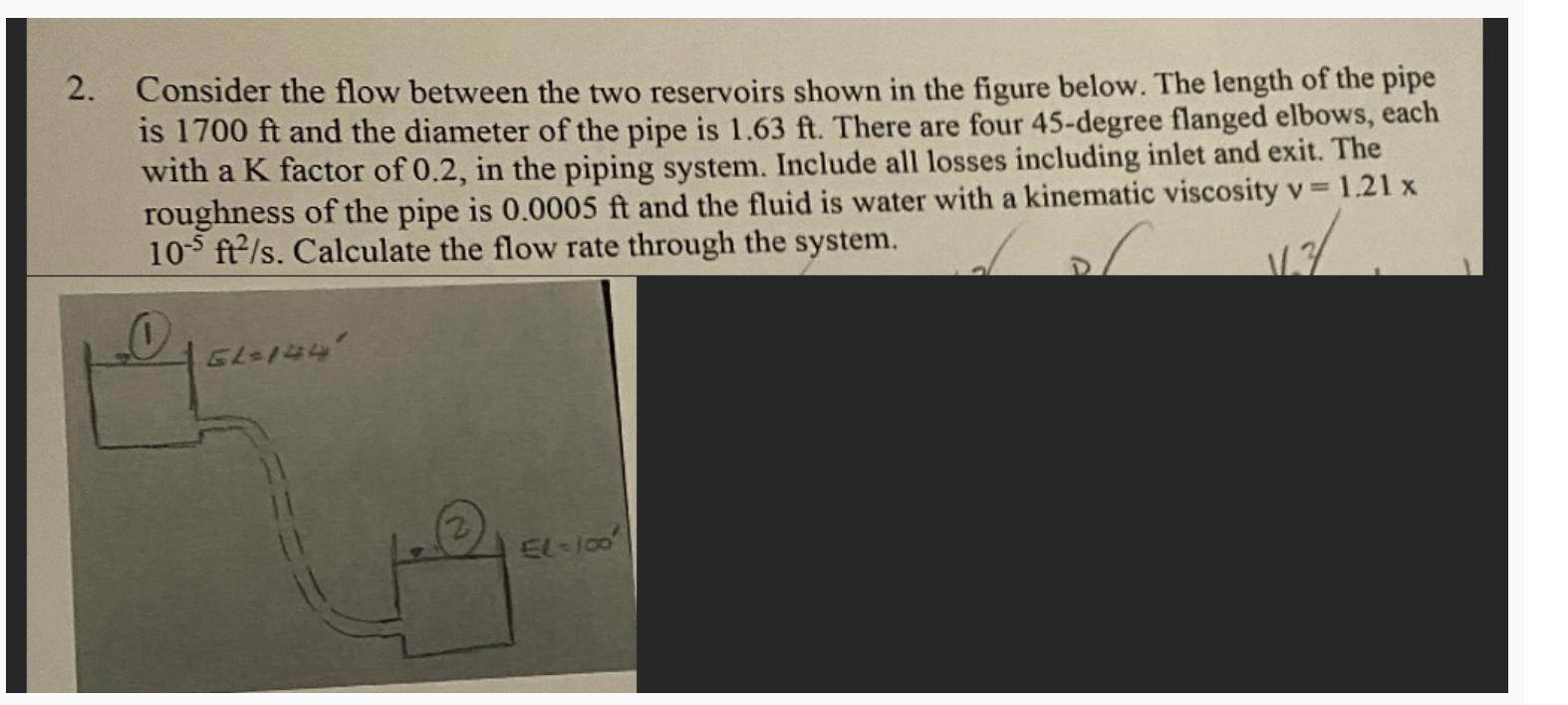 Solved Consider the flow between the two reservoirs shown in | Chegg.com