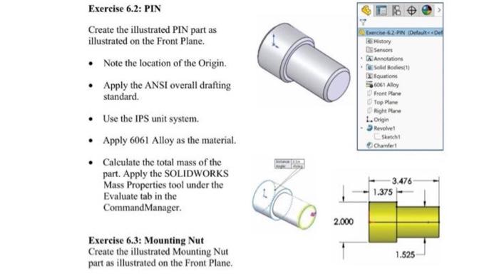 Solved Create the illustrated PIN part as illustrated on the | Chegg.com
