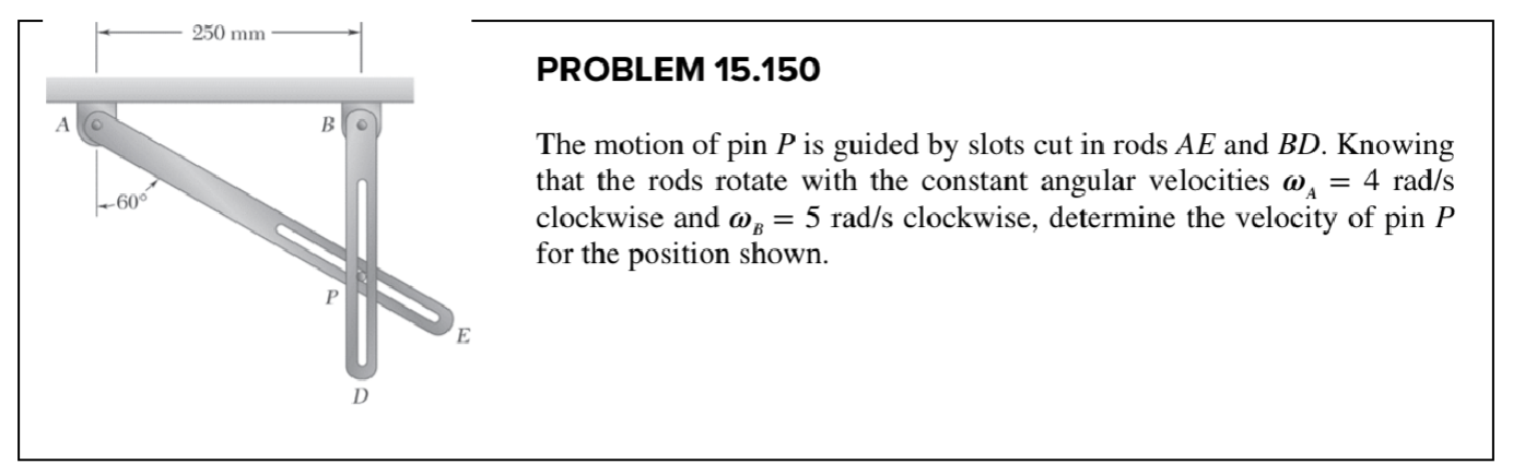 Solved PROBLEM 15.150The motion of pin P ﻿is guided by slots | Chegg.com