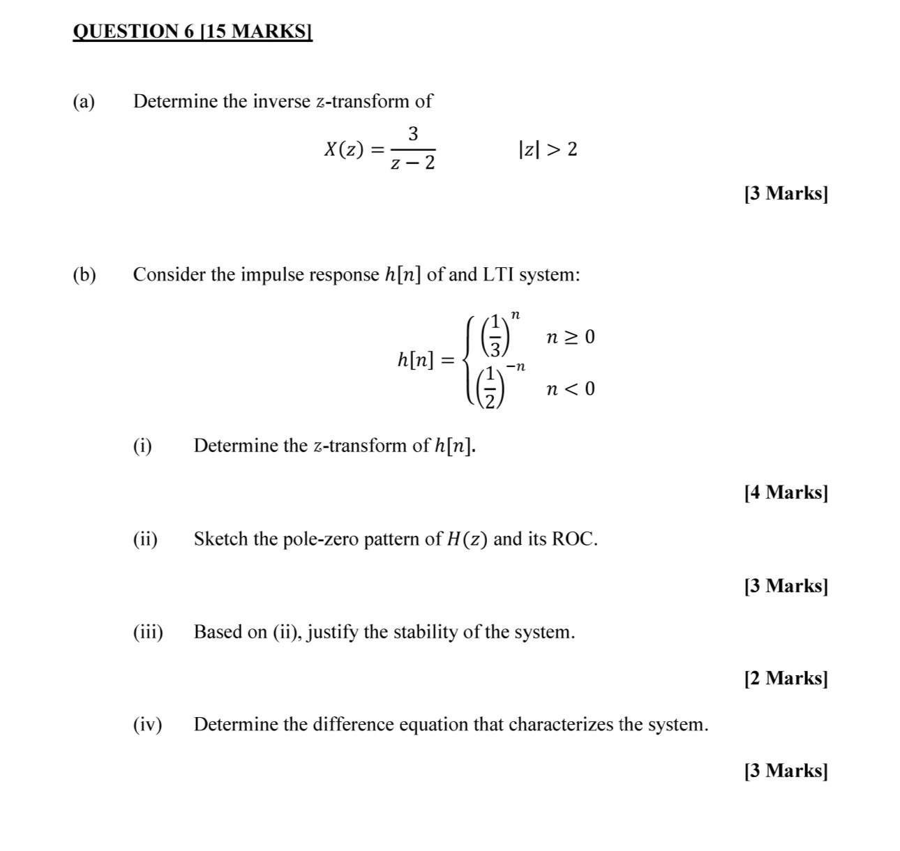 Solved QUESTION 6 [15 ﻿MARKS](a) ﻿Determine the inverse | Chegg.com